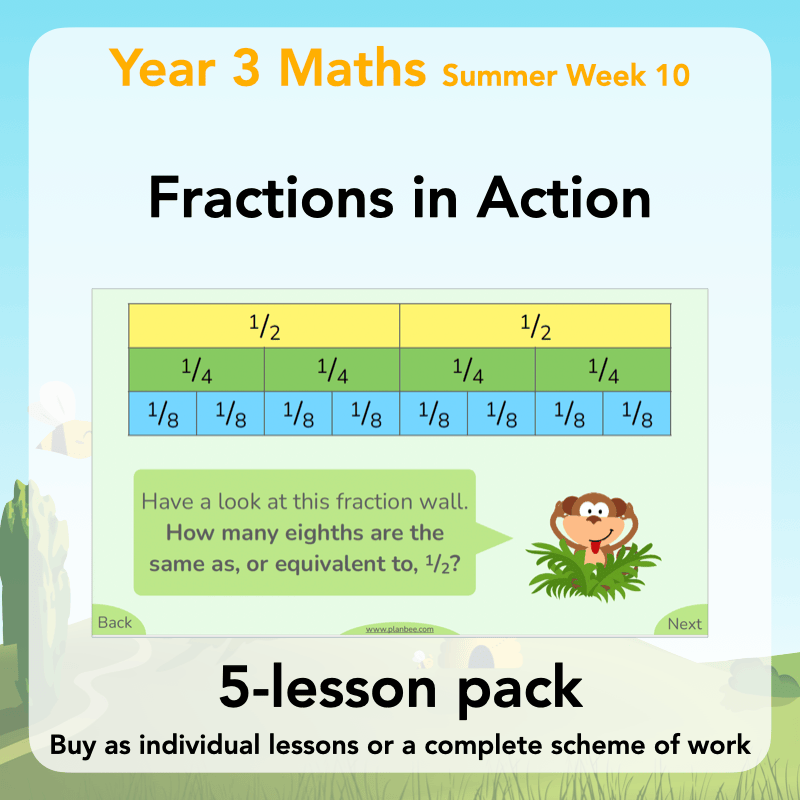 Fractions in Action: Year 3 Fractions Planning by PlanBee