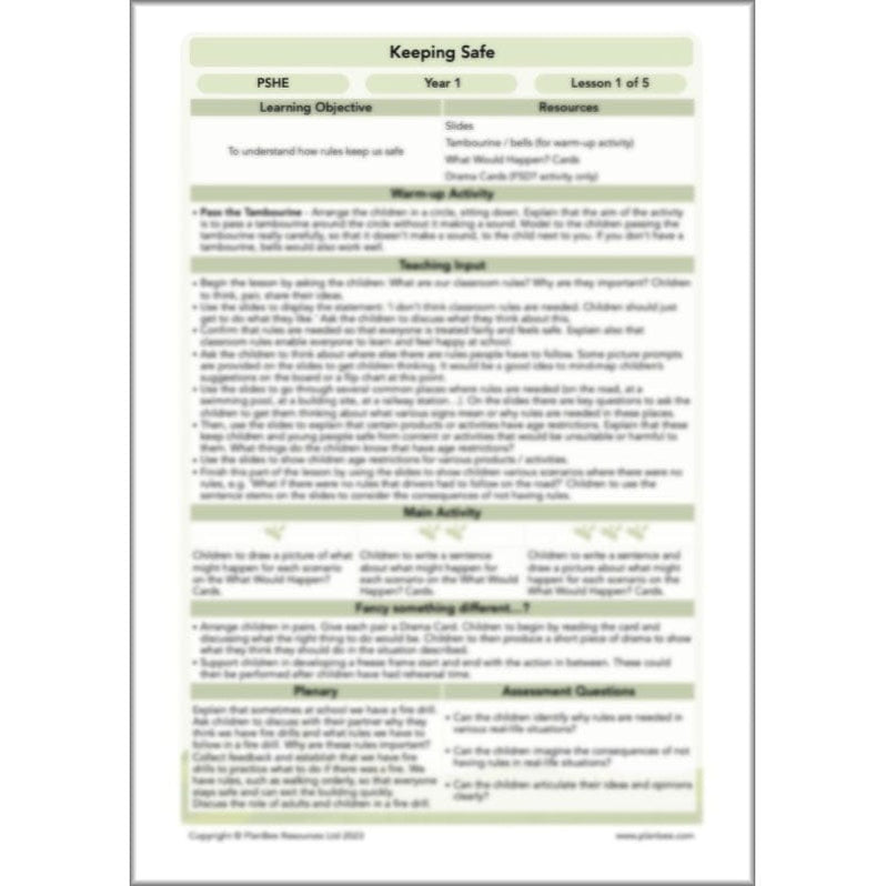 Keeping Safe PSHE KS1 lessons by PlanBee