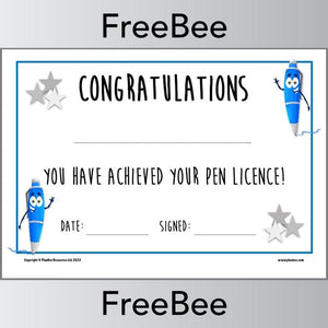 FREE Pen Licence Certificate | PlanBee