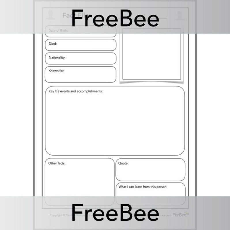 FREE Person Fact File Template | PlanBee