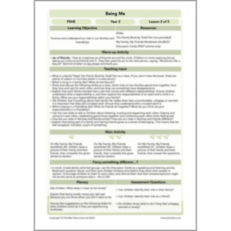 Being Me Year 2 PSHE lessons KS1 by PlanBee