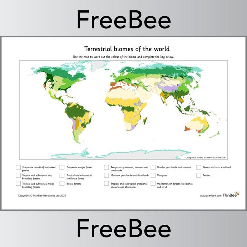 FREE Biomes World Map by PlanBee