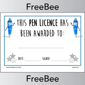 FREE Pen Licence Certificate | PlanBee