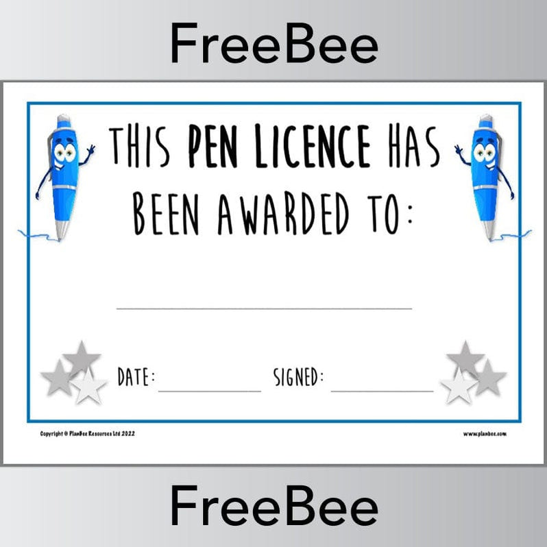 FREE Pen Licence Certificate | PlanBee