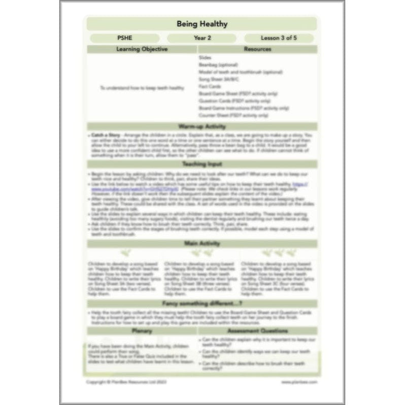 Being Healthy PSHE KS1 lessons by PlanBee