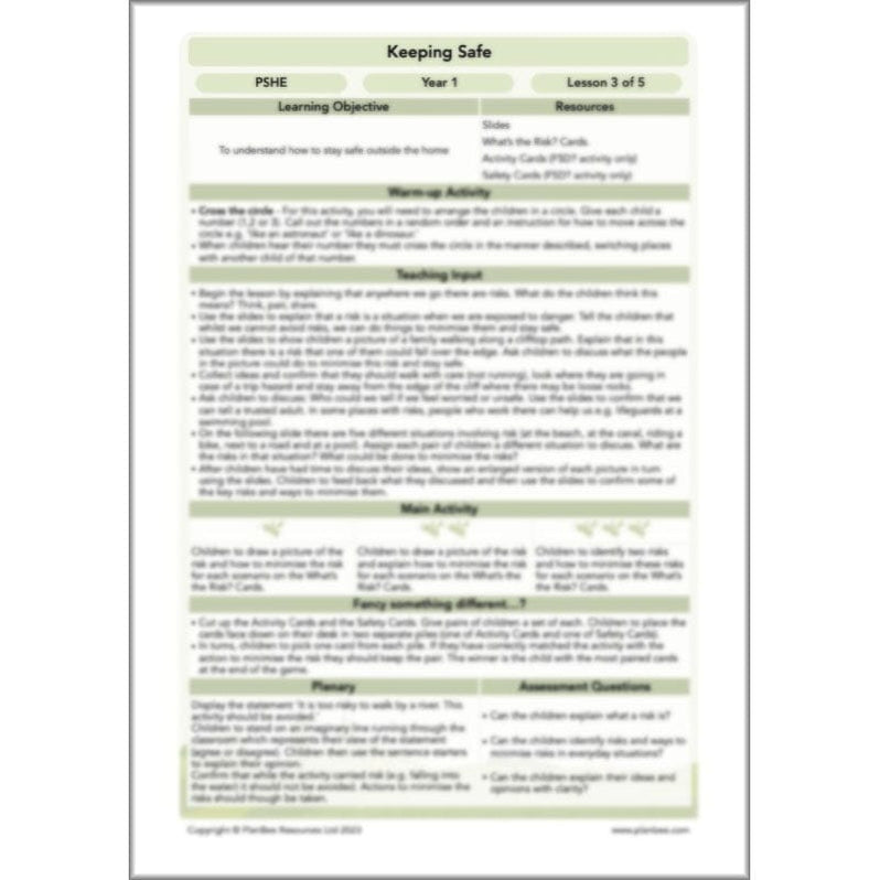 Keeping Safe PSHE KS1 lessons by PlanBee