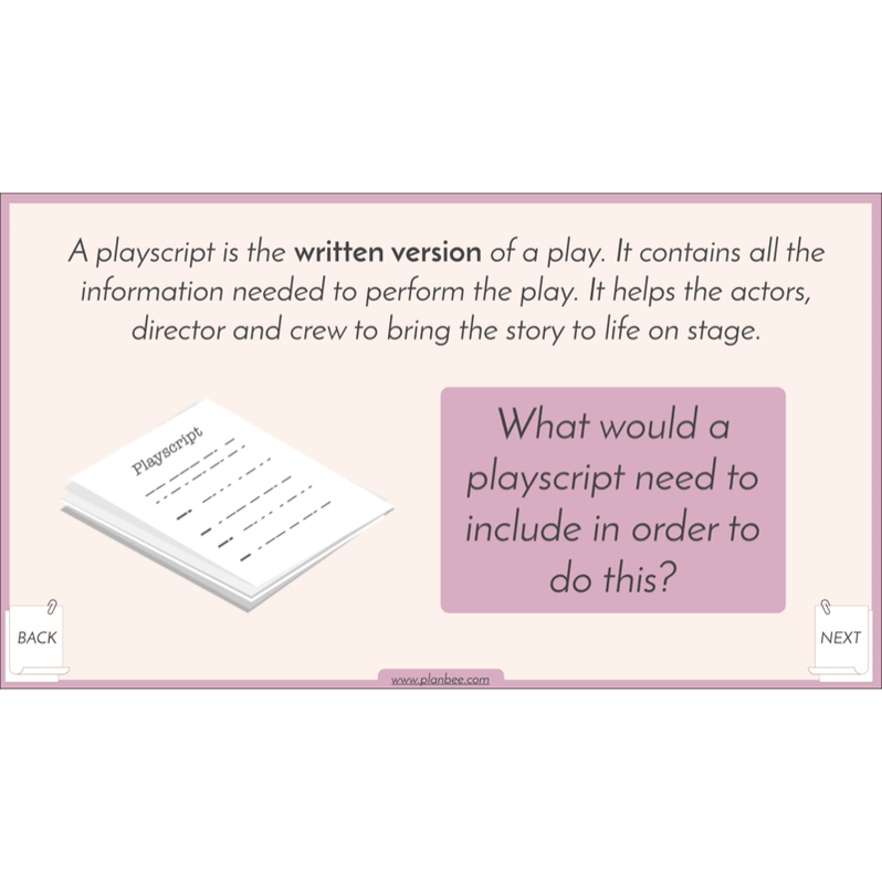 Features of a Playscript KS2 | English Lesson Pack — PlanBee