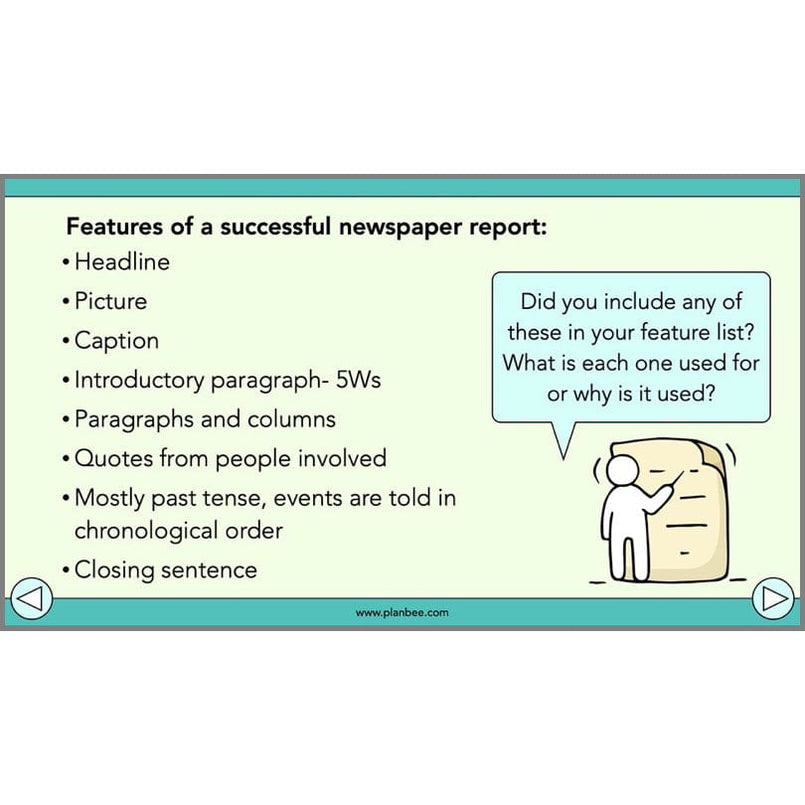 Features of a Newspaper Report KS2 Lesson Pack | PlanBee