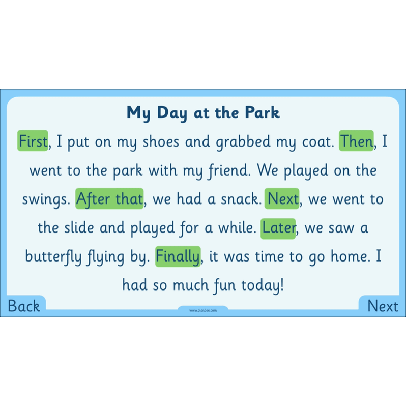 Time Connectives KS1 - PlanBee English Lesson