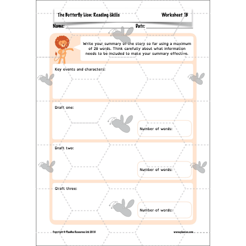 FREE Mini-scheme | The Butterfly Lion Reading Skills KS2 — PlanBee