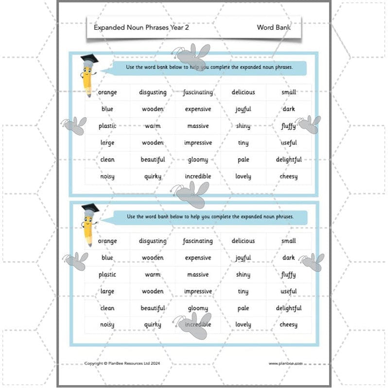 Expanded Noun Phrases Year 2 Lesson Pack | PlanBee