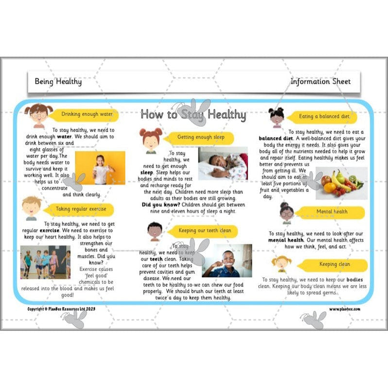 Being Healthy PSHE KS1 lessons by PlanBee