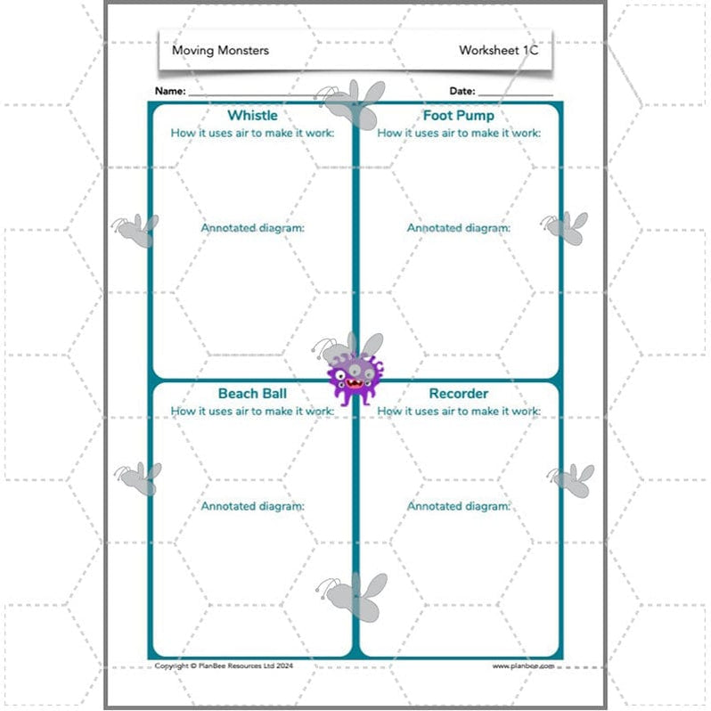 Moving Monsters Year 3 KS2 Pneumatics Lessons by PlanBee