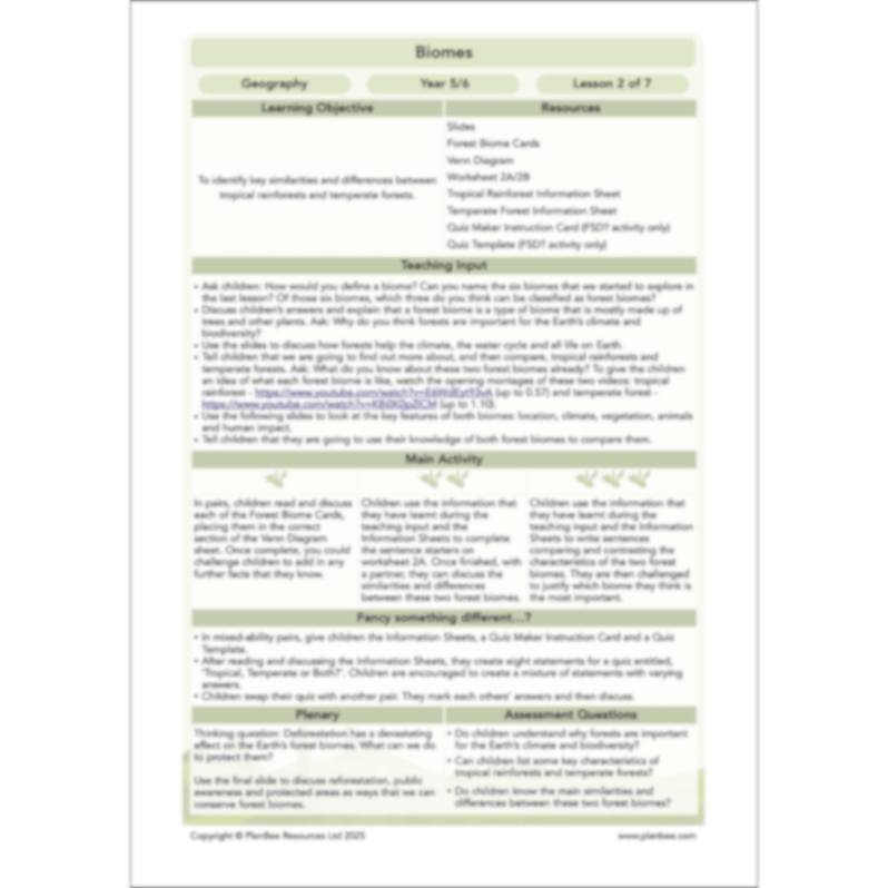 Biomes KS2 Geography Lessons — PlanBee