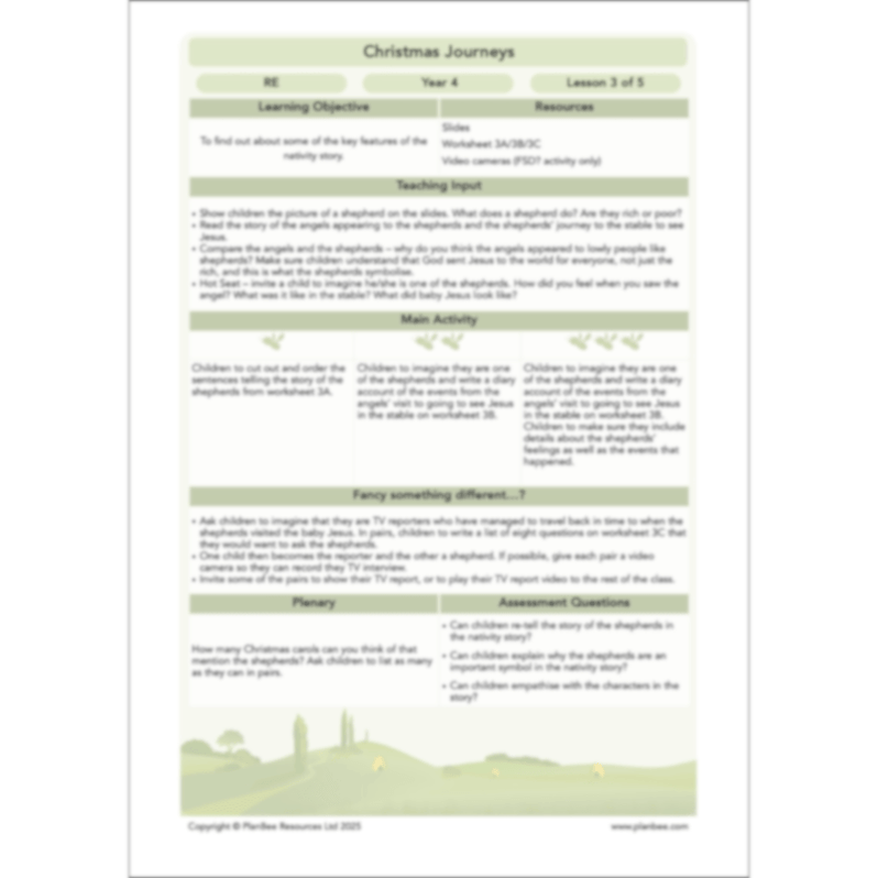 Christmas Story KS2 RE Lessons for Year 4 by PlanBee