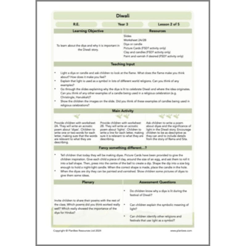 Diwali KS2 lessons, activities and resources by PlanBee