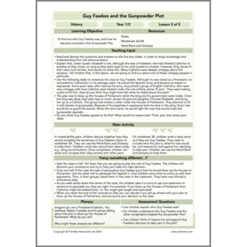 Guy Fawkes KS1 Resources & Lesson Plans | Gunpowder Plot — PlanBee