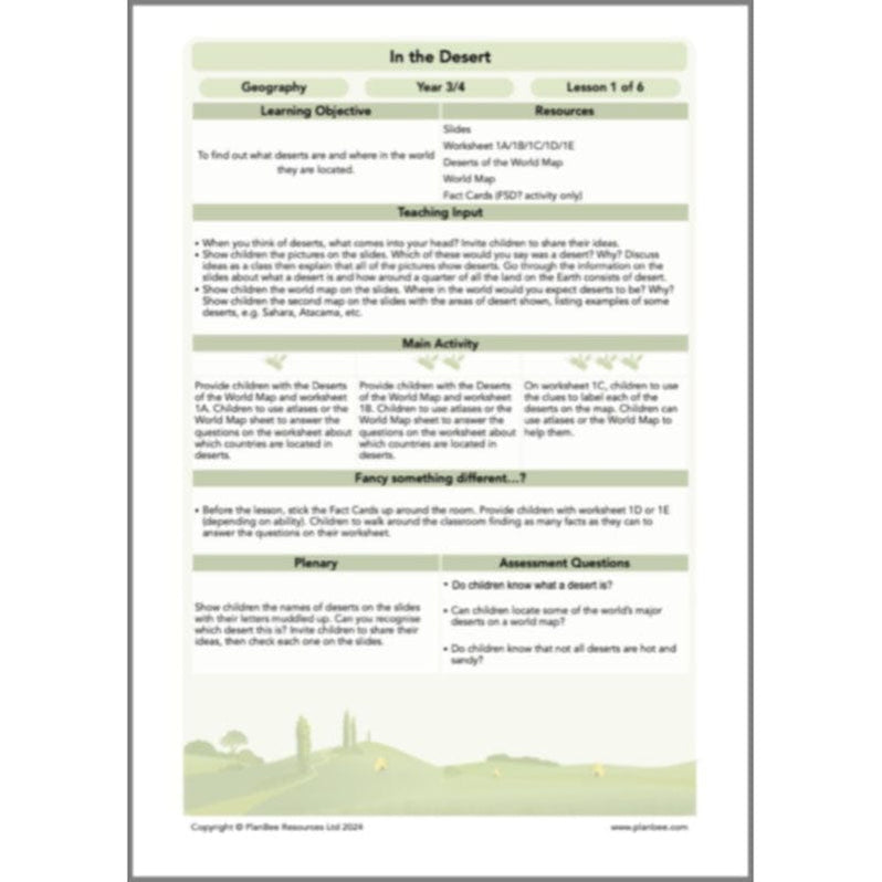 In the Desert KS2 Geography Lesson Pack — PlanBee
