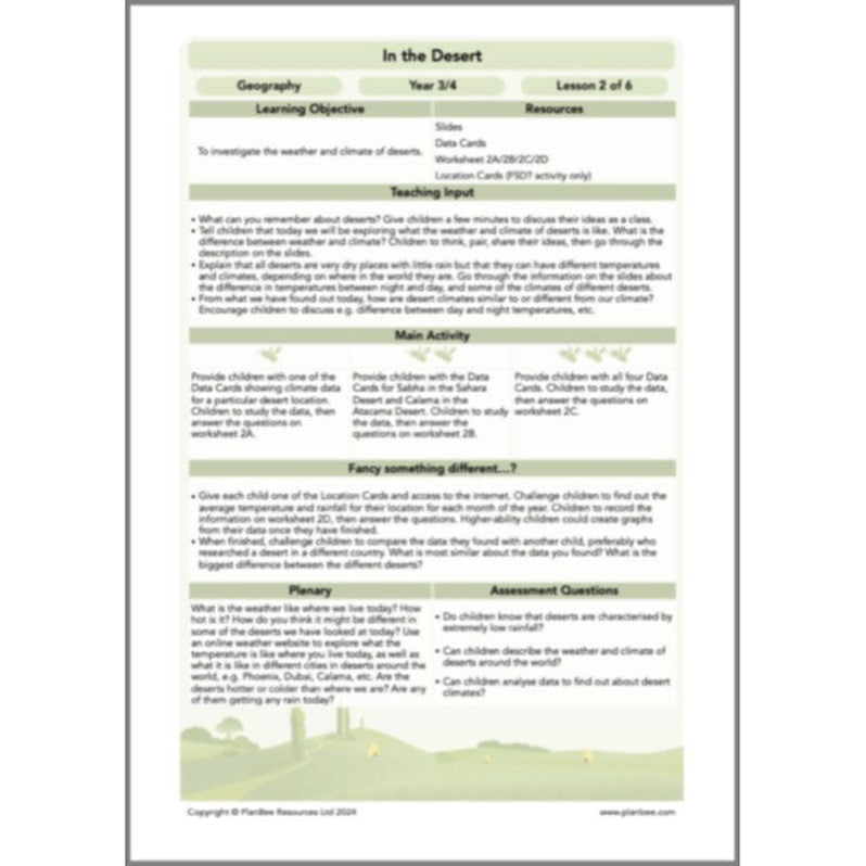 In the Desert KS2 Geography Lesson Pack — PlanBee