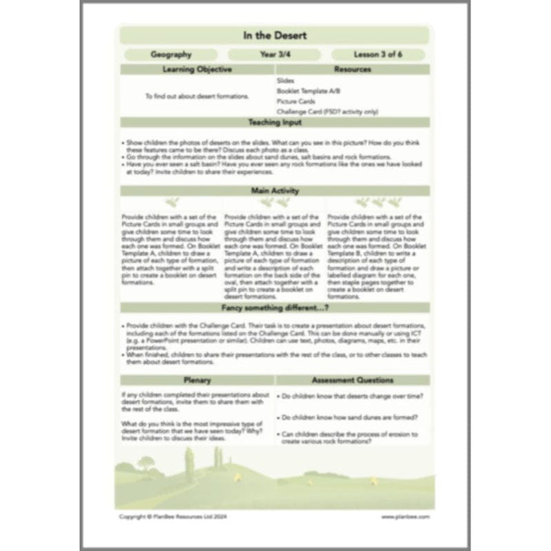 In the Desert KS2 Geography Lesson Pack — PlanBee