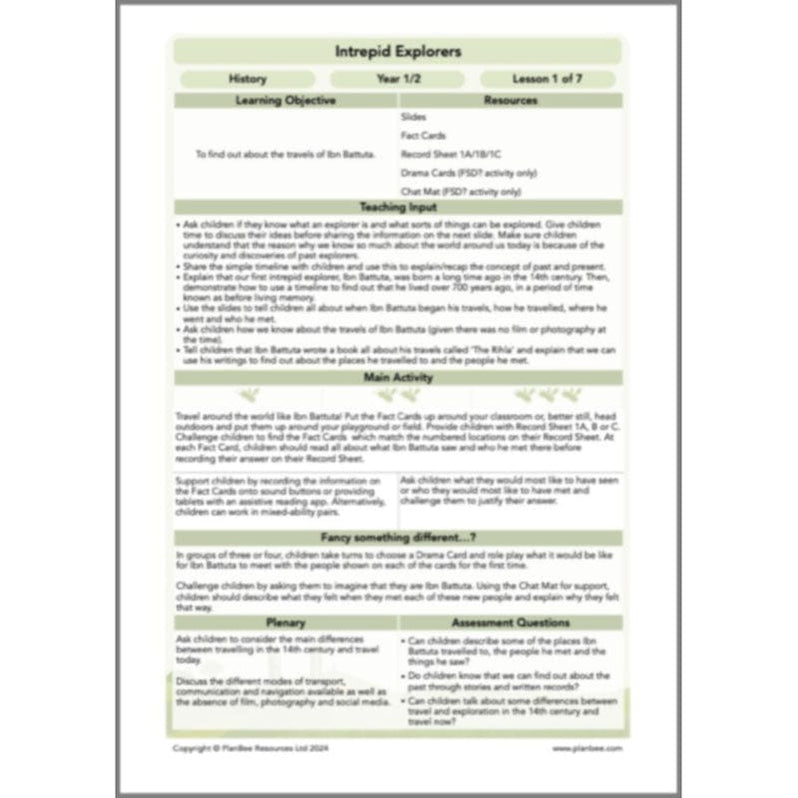 Intrepid Explorers | KS1 History Lesson Pack by PlanBee