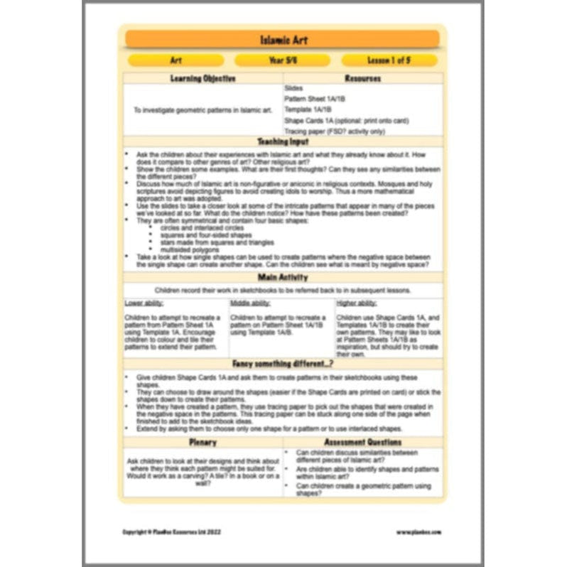 Islamic Art KS2 lessons | PlanBee