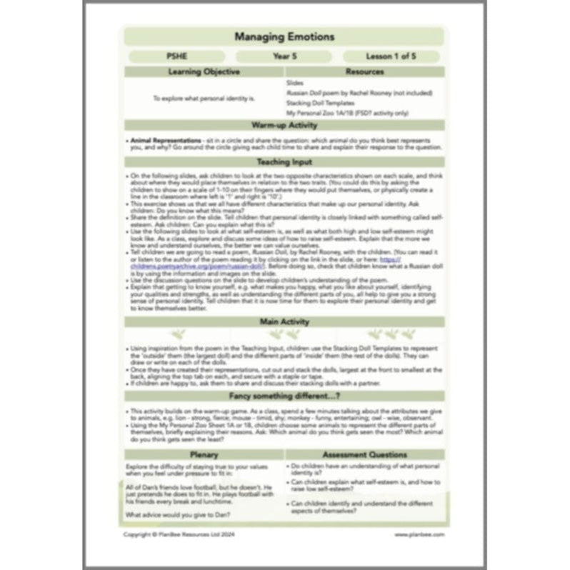 Managing Emotions KS2 PSHE lessons | PlanBee