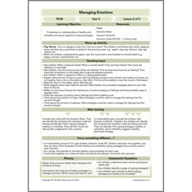 Managing Emotions KS2 PSHE lessons | PlanBee
