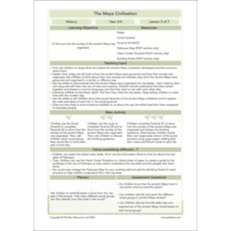 The Maya Civilisation KS2 History Lessons and Resources — PlanBee