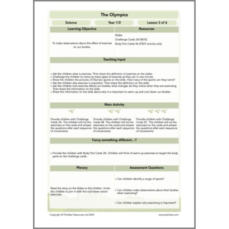 Olympic Games KS1 Lesson Pack by PlanBee