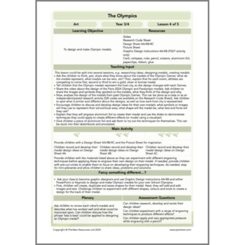 Olympic Games LKS2 Lesson Pack by PlanBee