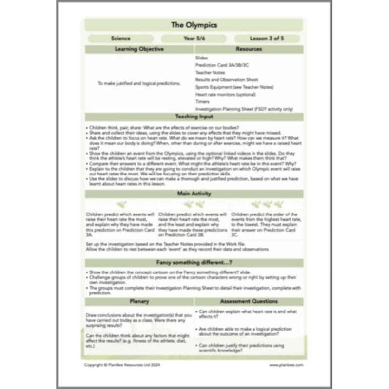 Olympic Games Year 5/6 Lesson Pack by PlanBee