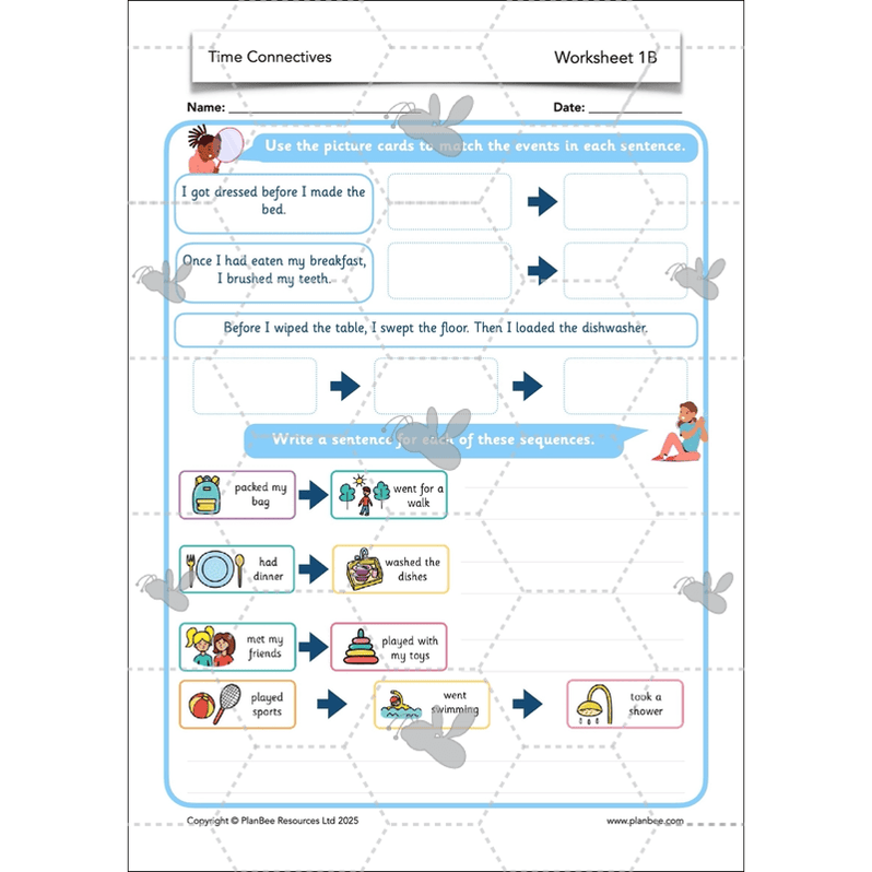 Time Connectives KS1 - PlanBee English Lesson