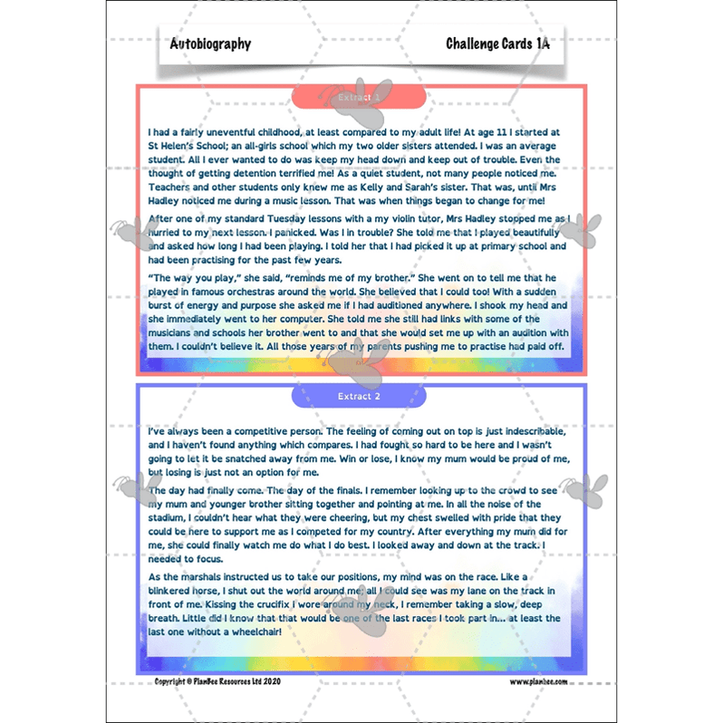 Autobiography KS2 English Planning and Resources — PlanBee
