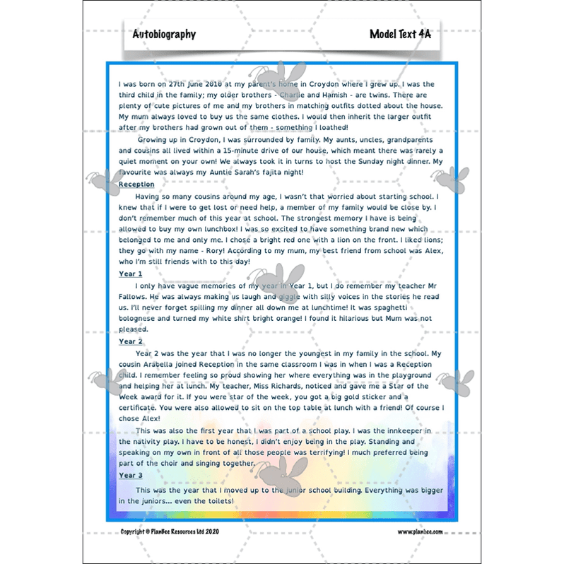 Autobiography KS2 English Planning and Resources — PlanBee