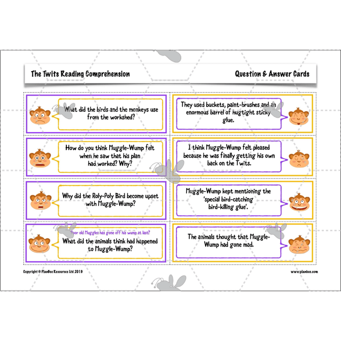 The Twits Reading Comprehension KS2 | Year 4 English Pack — PlanBee
