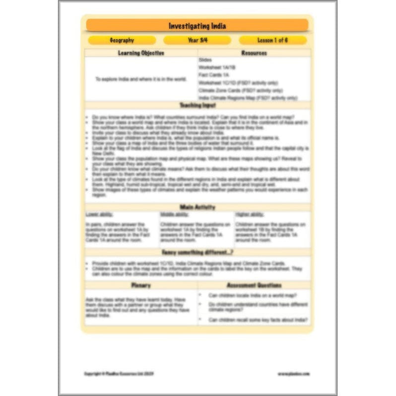 Investigating India KS2 Geography scheme for Year 3 & Year 4 — PlanBee