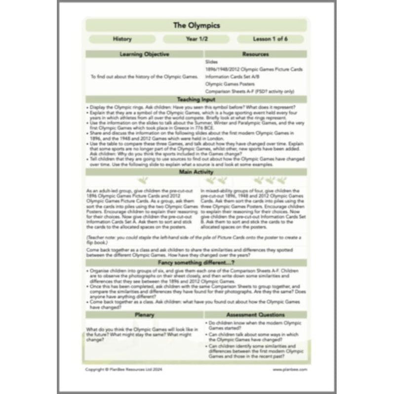 Olympic Games KS1 Lesson Pack by PlanBee