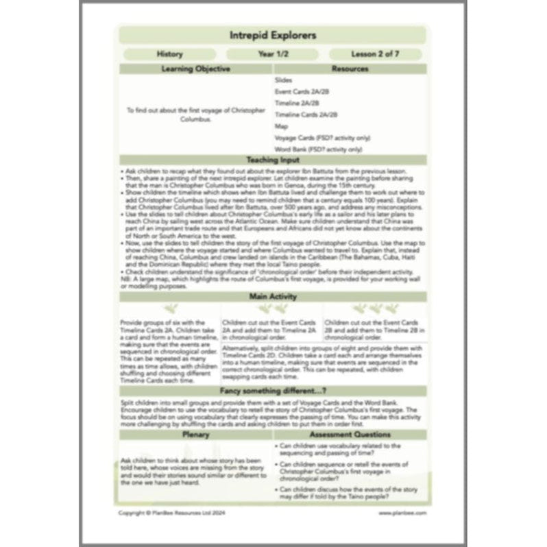 Intrepid Explorers | KS1 History Lesson Pack by PlanBee