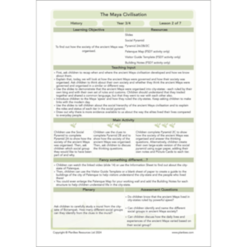 The Maya Civilisation KS2 History Lessons and Resources — PlanBee