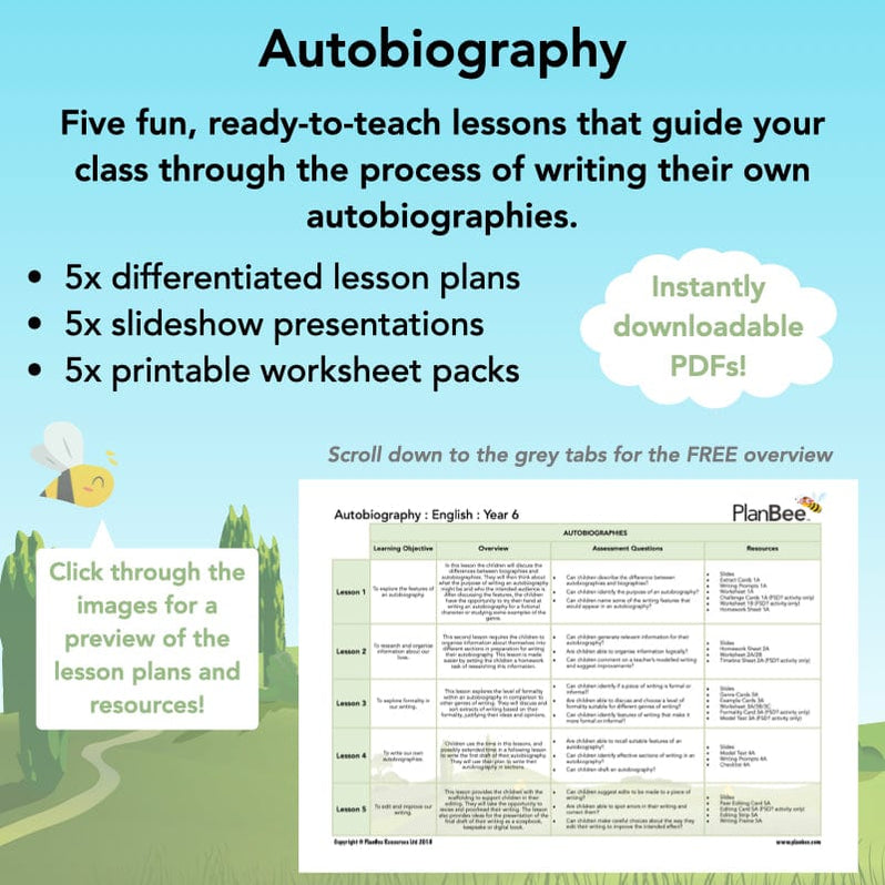 Autobiography KS2 English Planning and Resources — PlanBee
