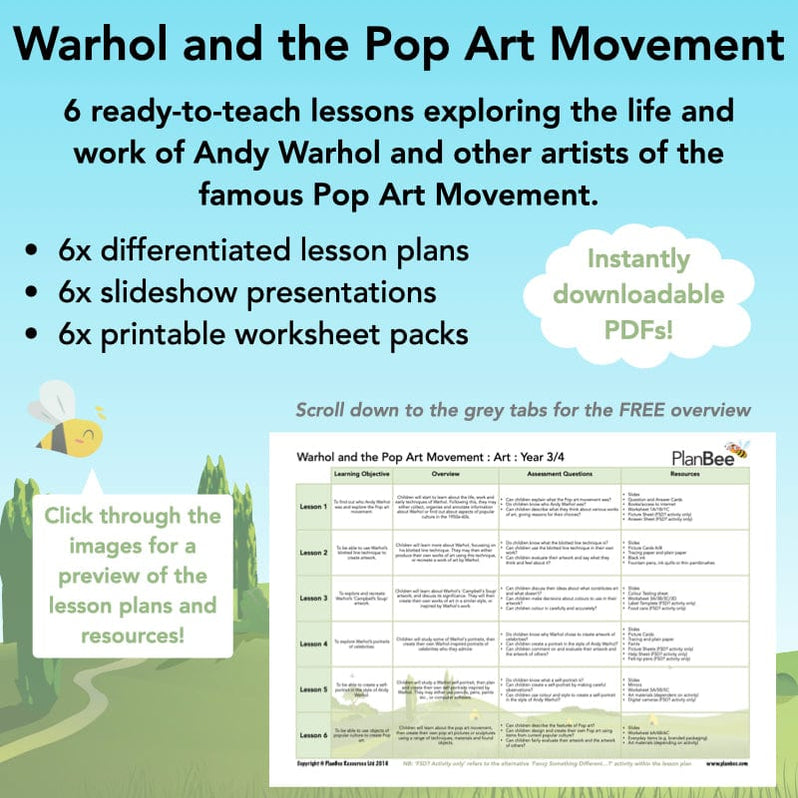 Andy Warhol KS2 Art Lessons The Pop Art Movement | PlanBee