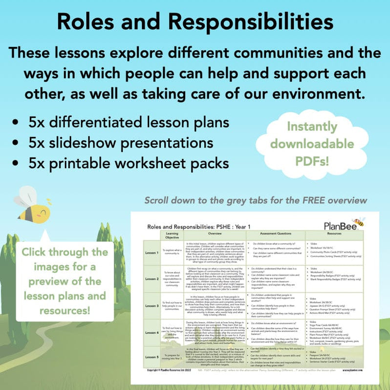 Roles and Responsibilities KS1 PSHE by PlanBee