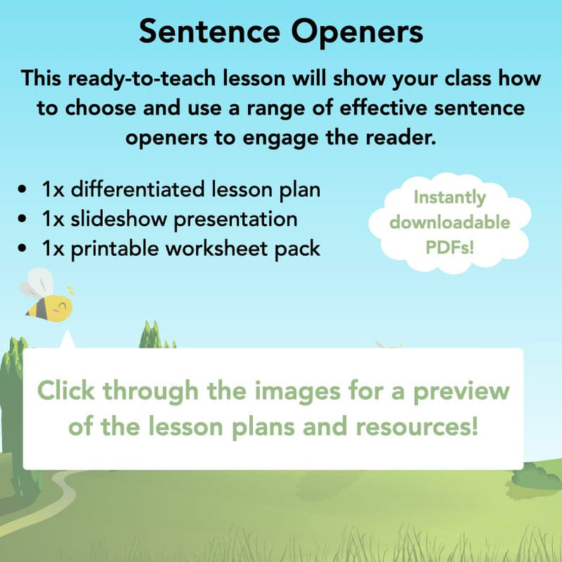 Sentence Openers KS2 Lesson Pack | PlanBee