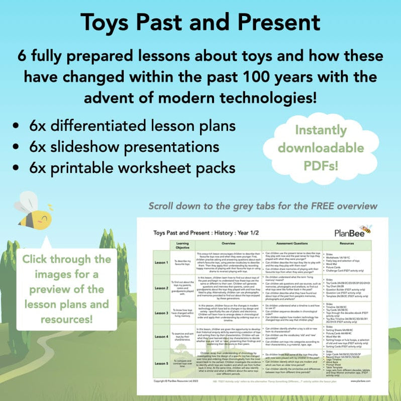 Toys Past and Present | KS1 History Lesson Pack by PlanBee