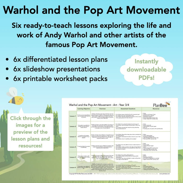 Andy Warhol KS2 Art Lessons The Pop Art Movement | PlanBee