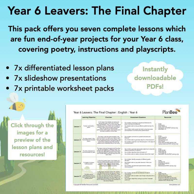 Year 6 English worksheets and lesson plan packs by PlanBee