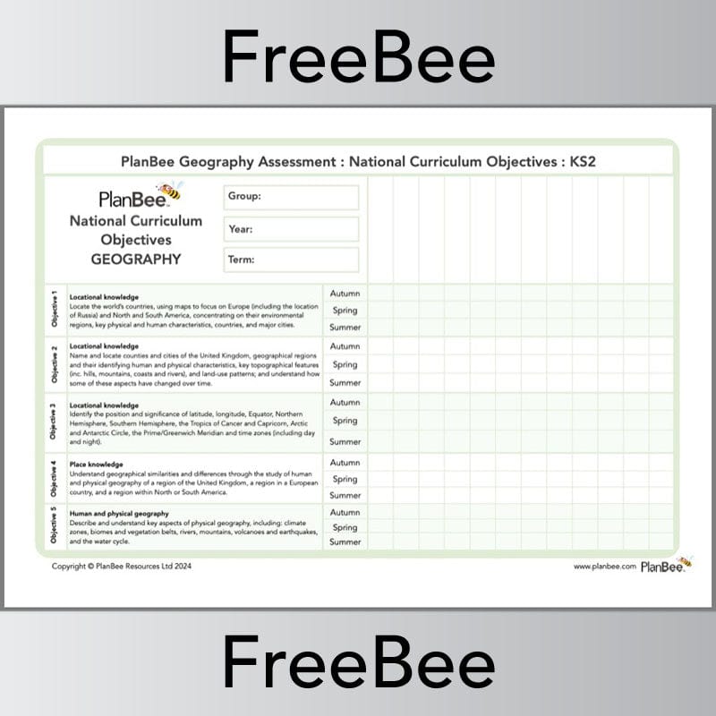 Free Geography KS2 Assessment Grid by PlanBee