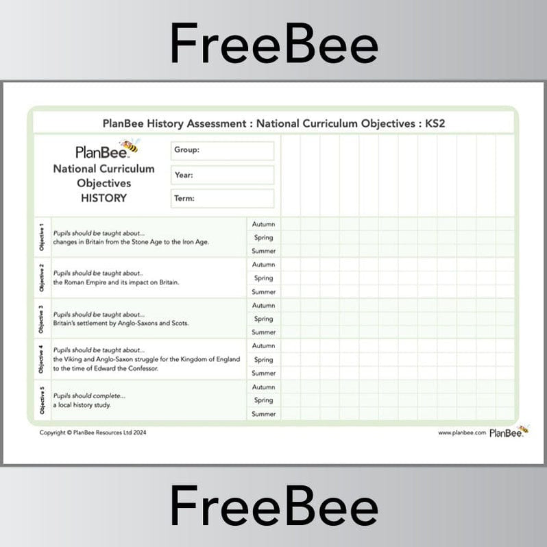 History Assessment Grid: KS2 National Curriculum Objectives — PlanBee