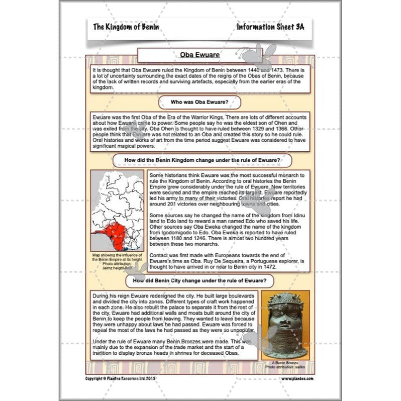 The Kingdom of Benin KS2 History Lesson Pack by PlanBee